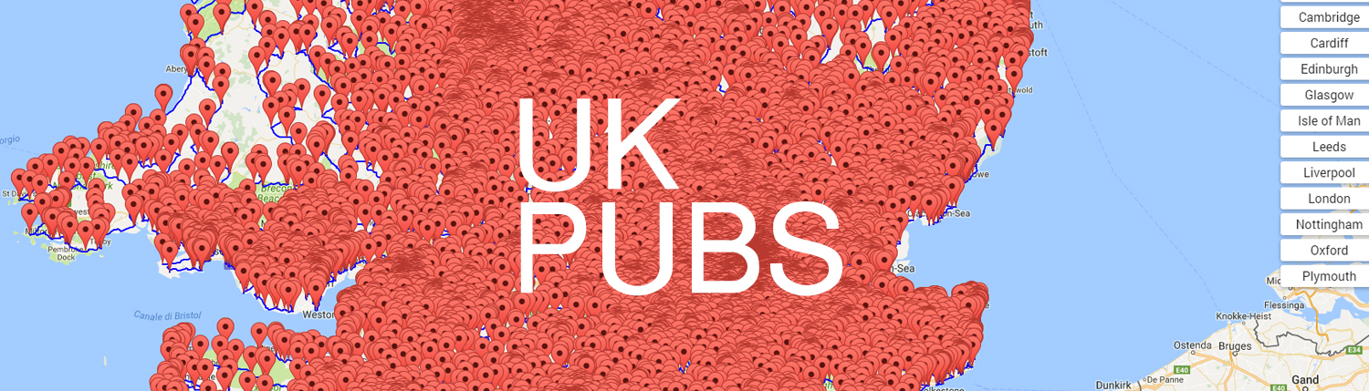 La mappa di tutti i pub del Regno Unito - UK - mytripmap