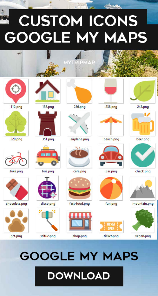 Custom Icons Google My Maps - icone personalizzate - mytripmap